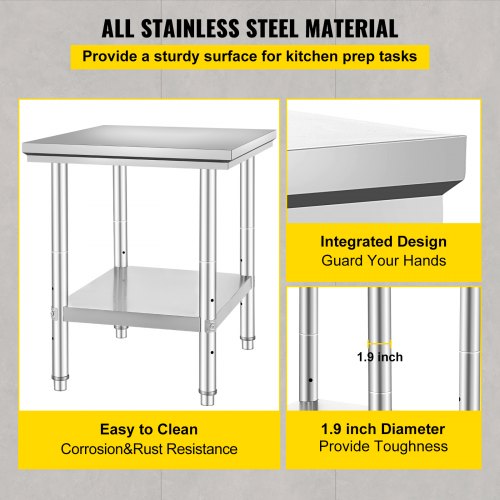 Stainless Steel Commercial Kitchen Work Food Prep Table 24"x30" | VEVOR US