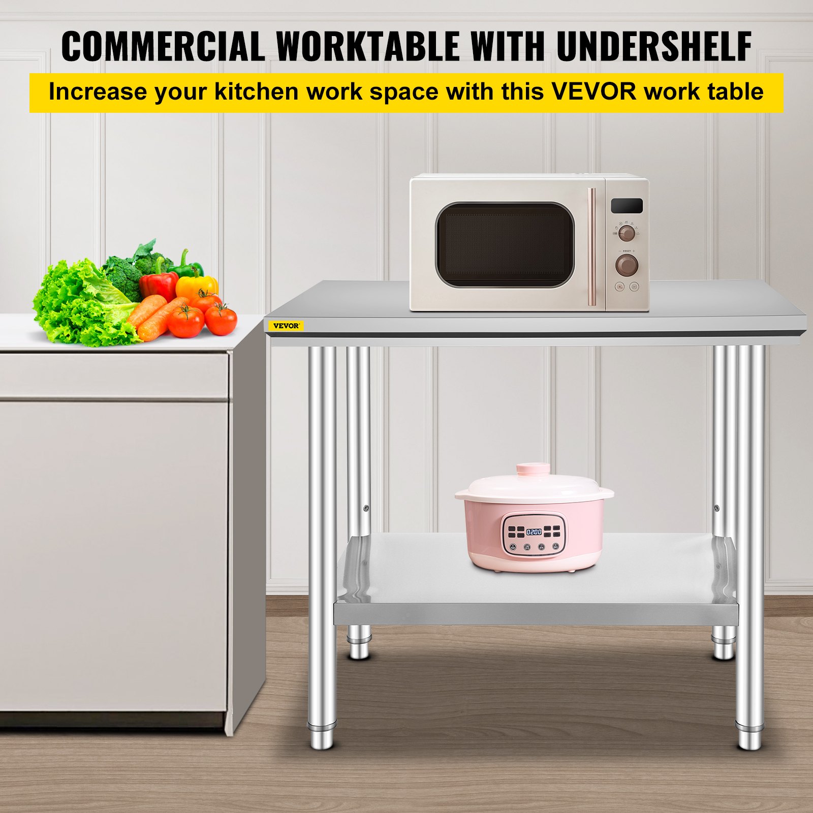 Stainless Steel Commercial Kitchen Work Food Prep Table 24"x36" | VEVOR US