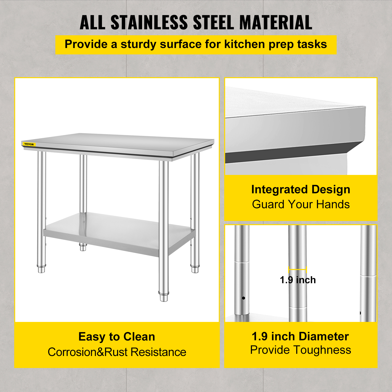 24" X 36" Stainless Steel Kitchen Work Table Commercial Restaurant ...