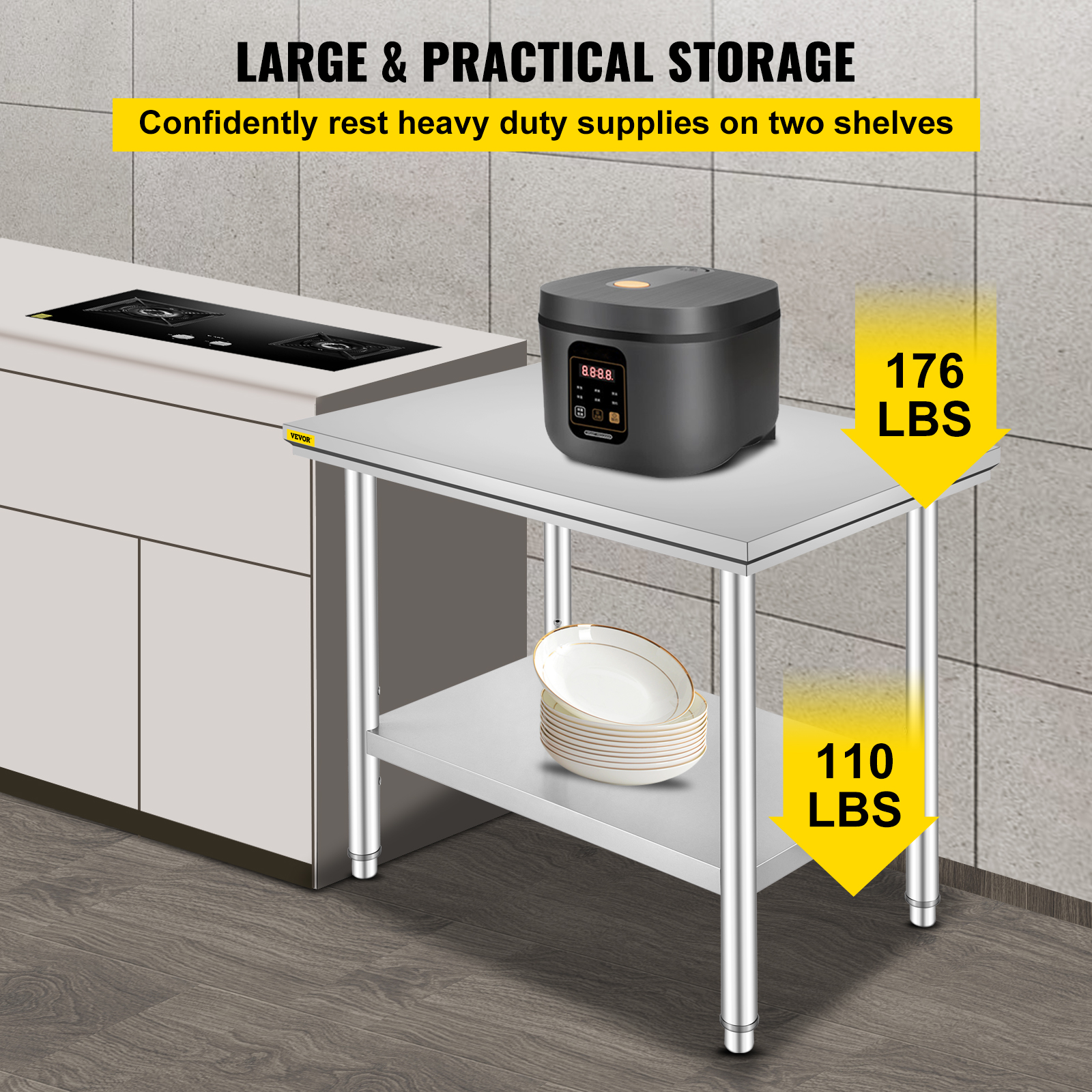 24" X 36" Stainless Steel Kitchen Work Table Commercial Restaurant ...