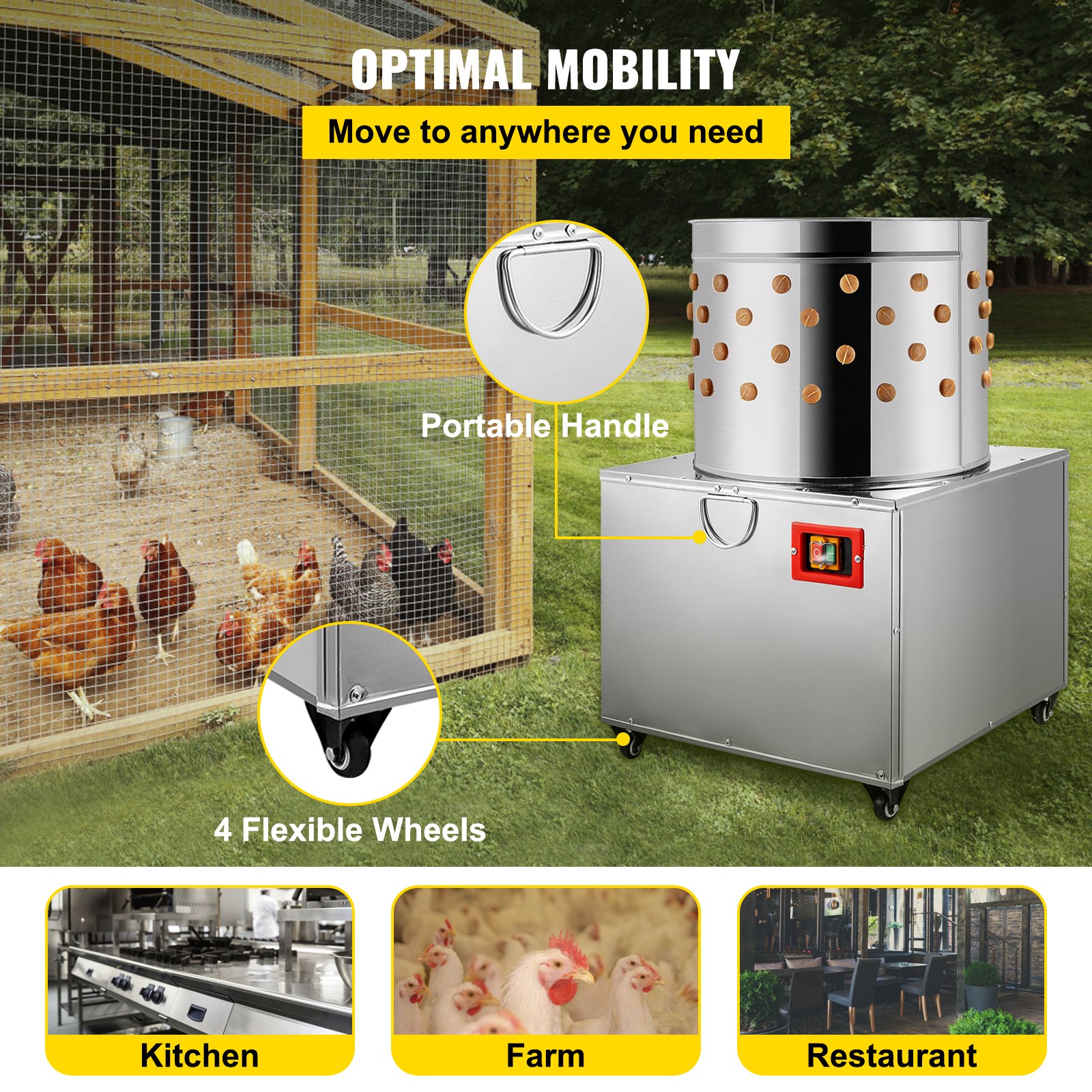 VEVOR Turkey Chicken Plucker Plucking Machine Poultry De-Feather 60cm ...