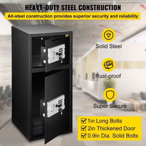 VEVOR Large Double Door Security Safe Box 2.6 Cubic Feet Steel Safe Box ...