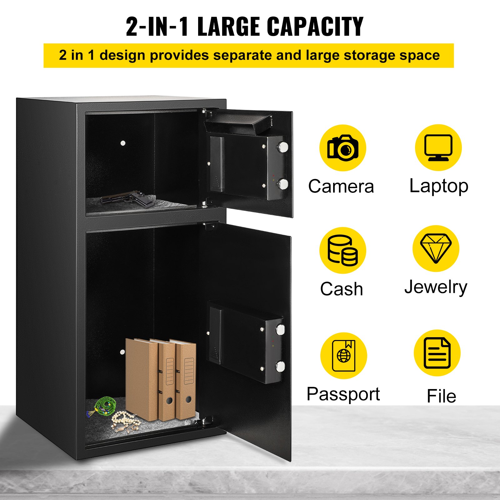VEVOR VEVOR 33" Digital Double Door Safe Gun Safes Cash Office Security ...