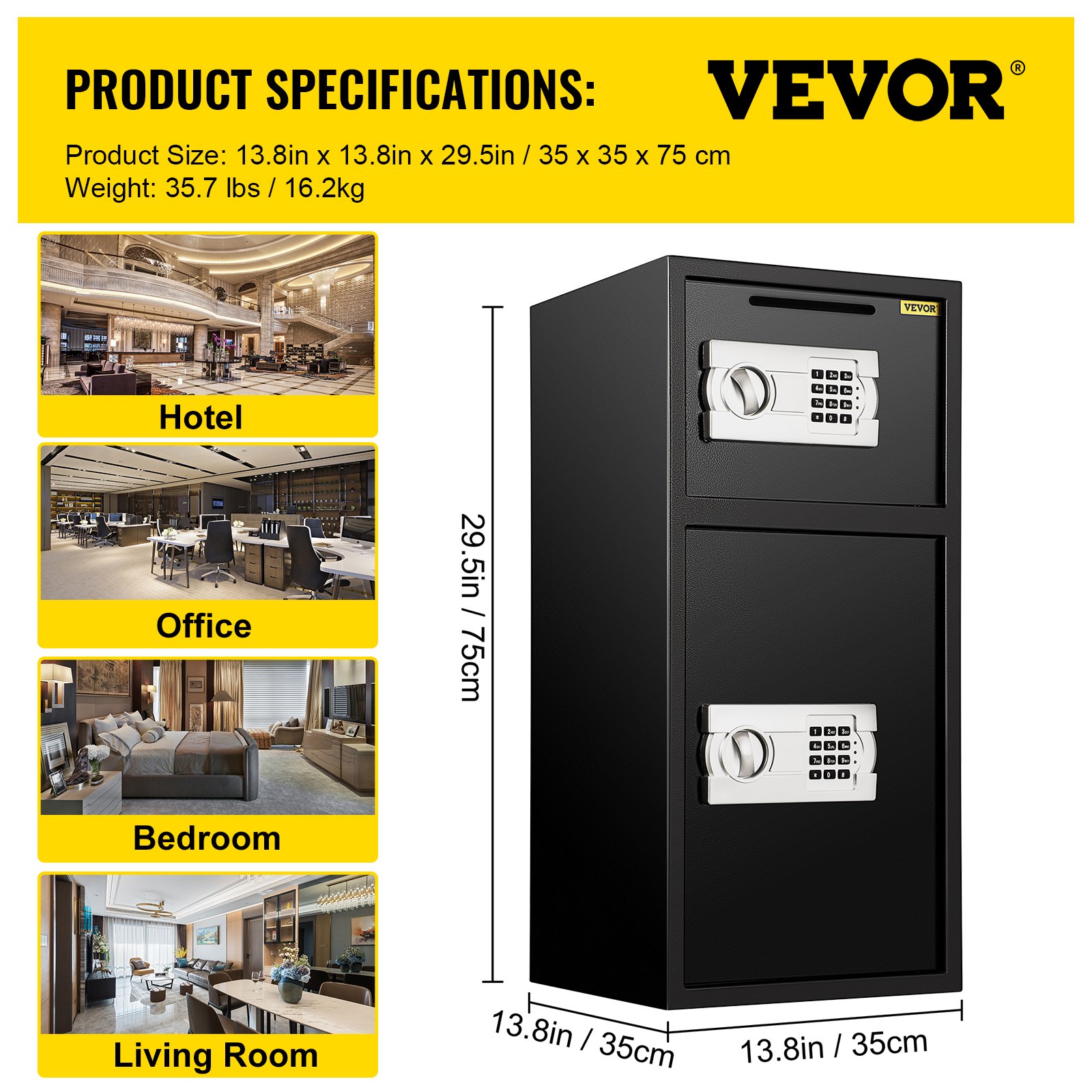 VEVOR VEVOR 33" Digital Double Door Safe Gun Safes Cash Office Security ...