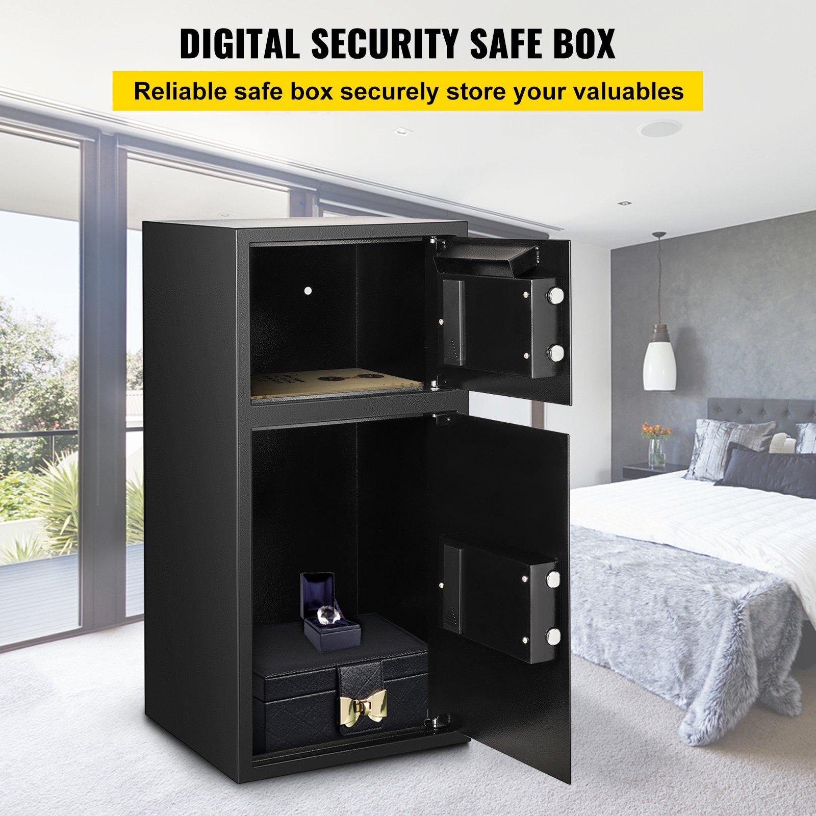 VEVOR Large Double Door Security Safe Box 2.6 Cubic Feet Steel Safe Box ...