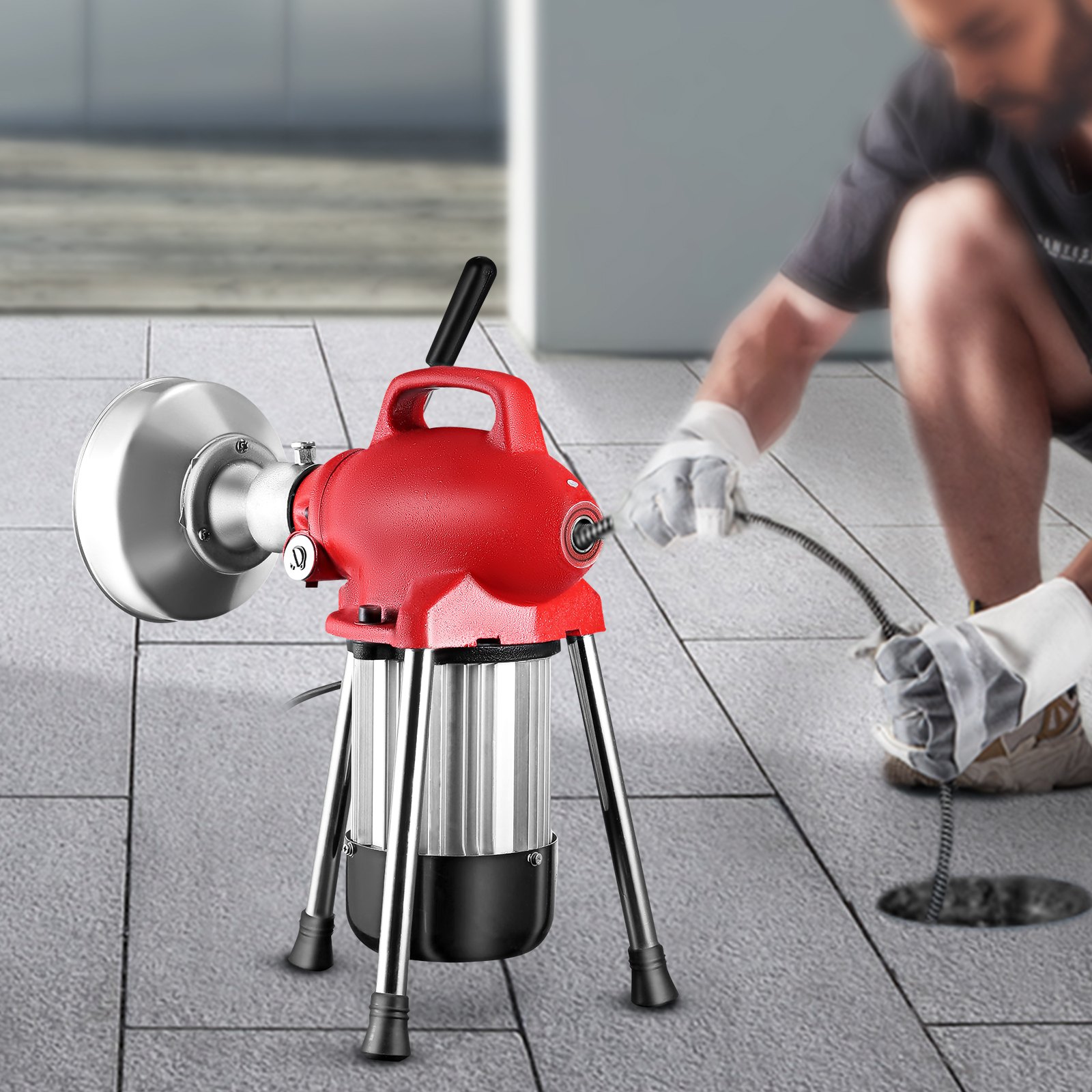 Drain Cleaning Machine 500 Watt Sectional Drain Cleaner 75' x 5/8 ...