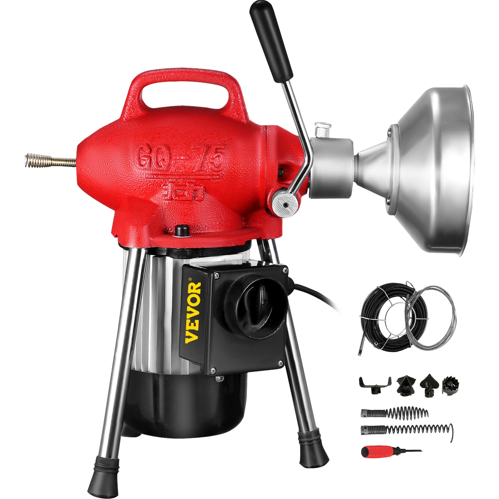 Drain Cleaning Machine 500 Watt Sectional Drain Cleaner 75' x 5/8 ...