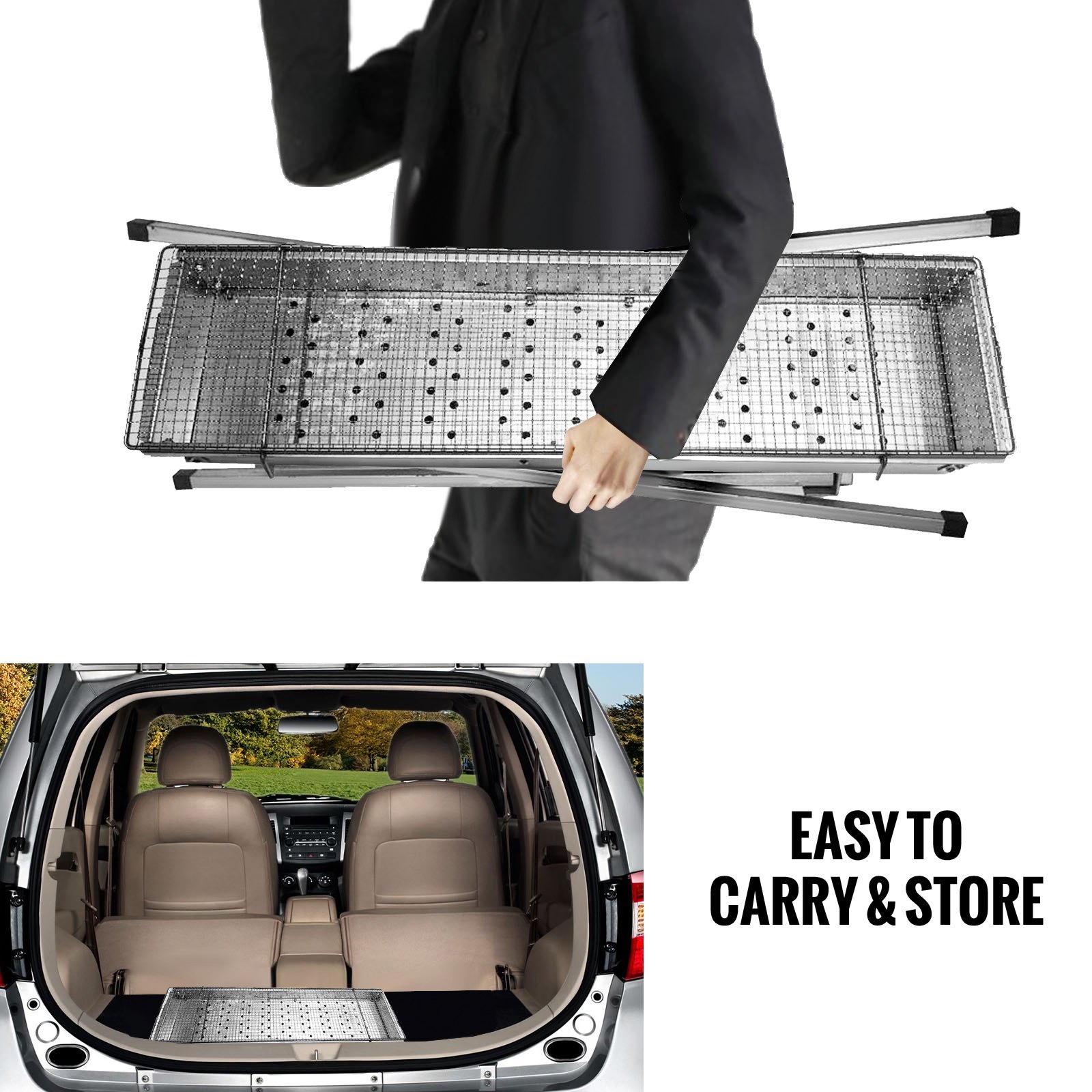 VEVOR VEVOR Folded Portable Charcoal BBQ Grill,34x8 inches Outdoor Barbecue Camping Grill ...