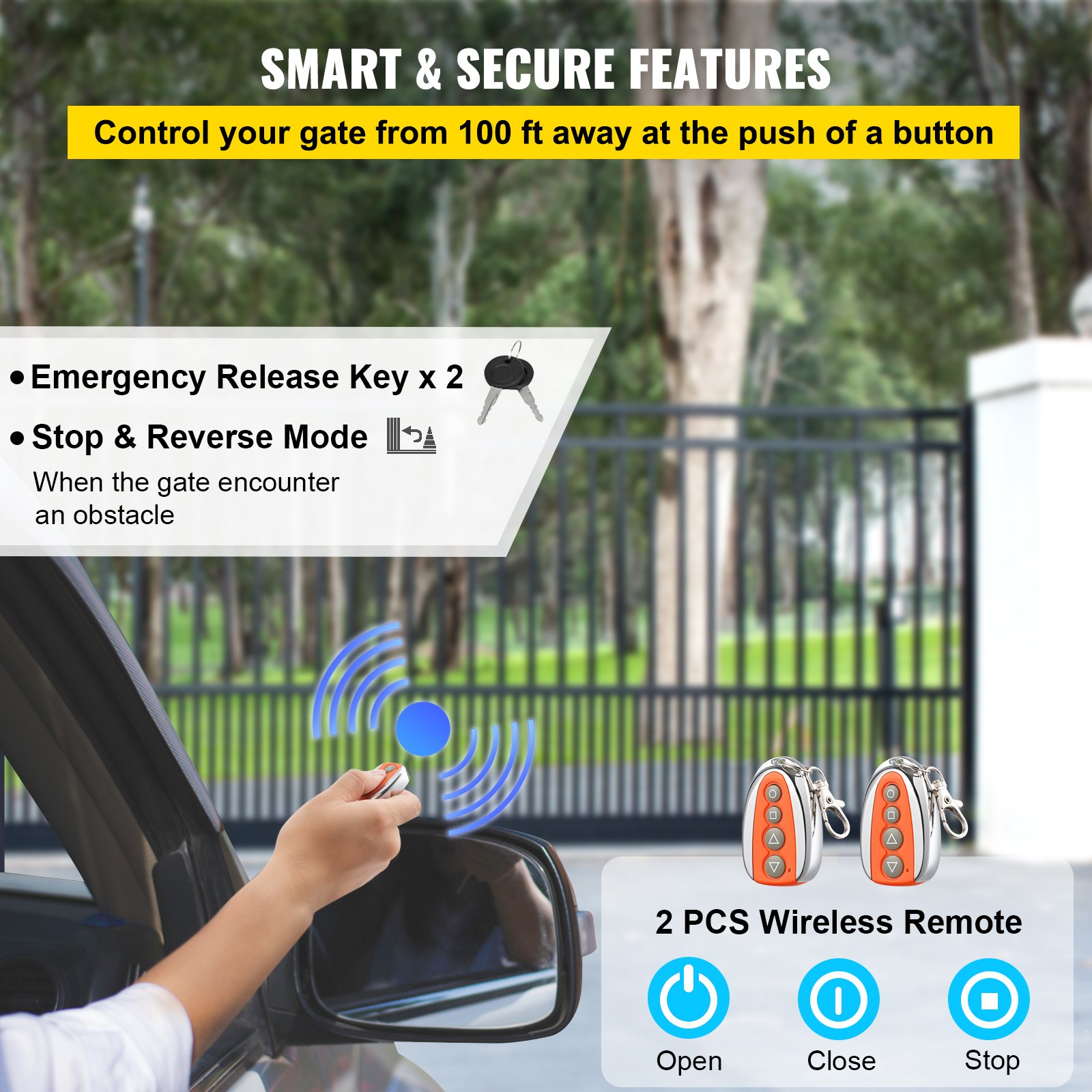 Motor Powered Automatic Sliding Gate Opener + Remote Controllers | VEVOR US