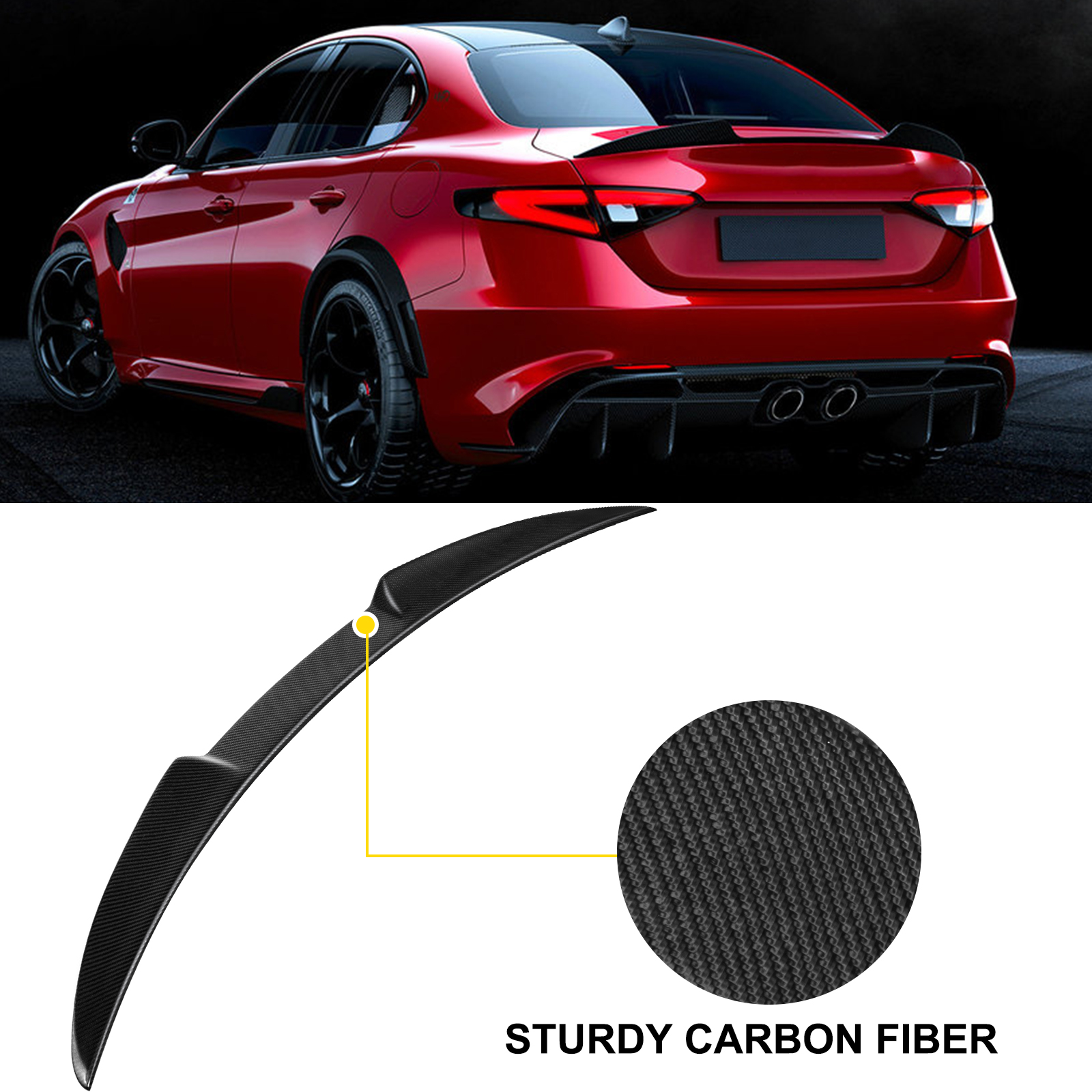 VEVOR Carbon Fiber Rear Spoiler Wing for Alfa Romeo GIULIA | VEVOR US