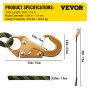 VEVOR Vertical Lifeline Assembly, 25 ft Fall Protection Rope, Polyester ...