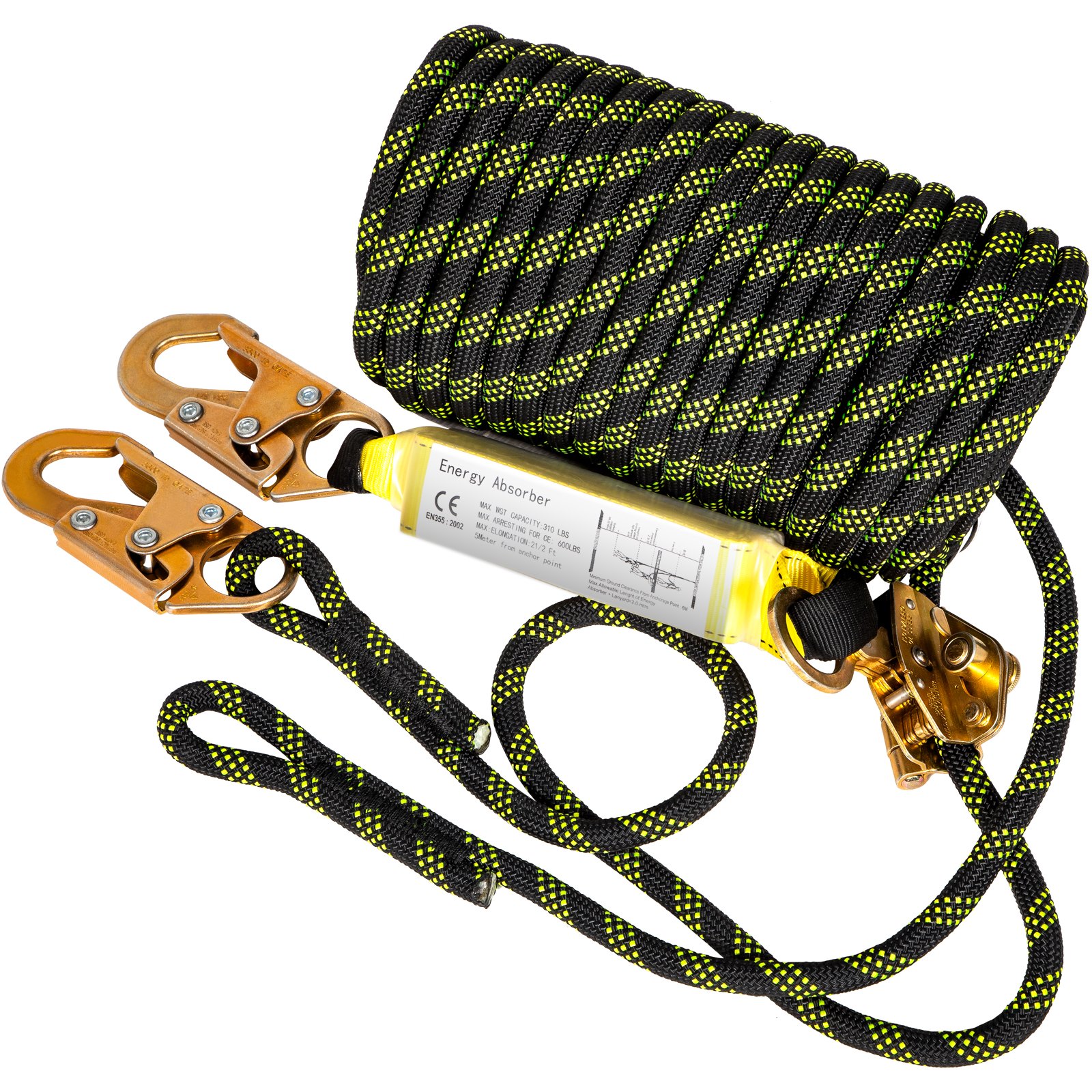 VEVOR Vertical Lifeline Assembly, 25 ft Fall Protection Rope, Polyester ...