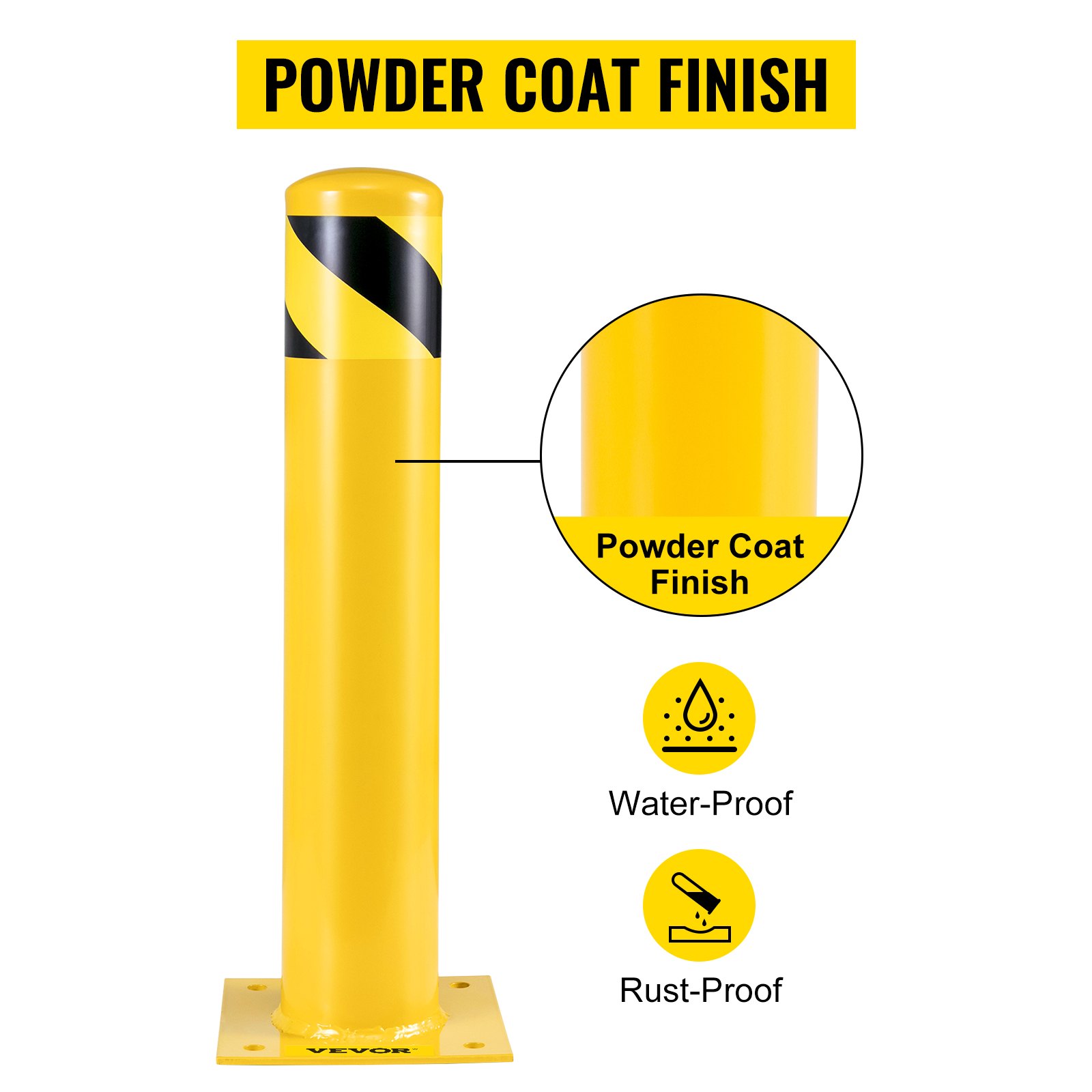 Safety Bollard Steel Bollard Post 24"H 4.5"D Yellow Signs Pipe Steel ...