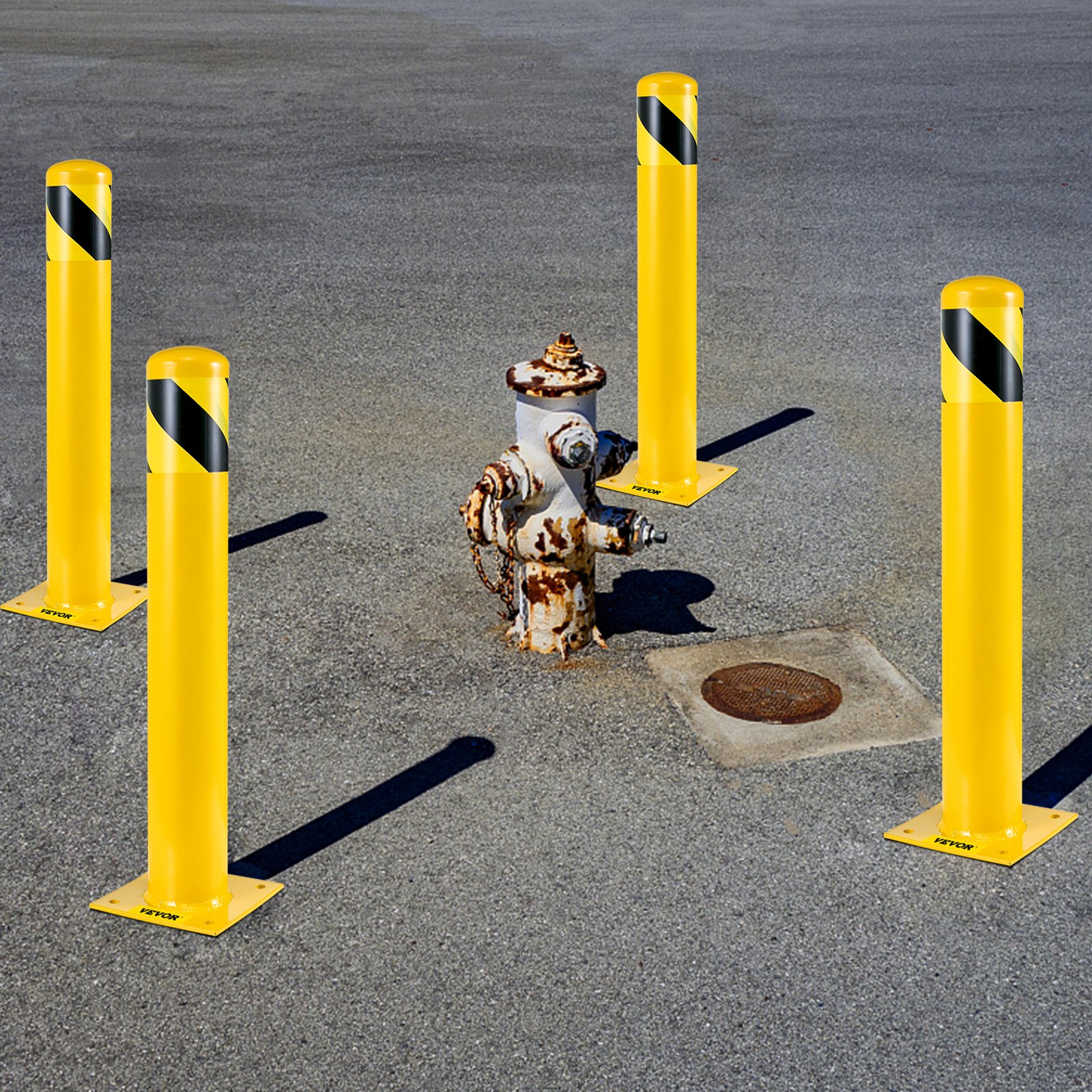 VEVOR Safety Bollard, 42 Inch Height Bollard Post, 5.5 Inch Diameter ...