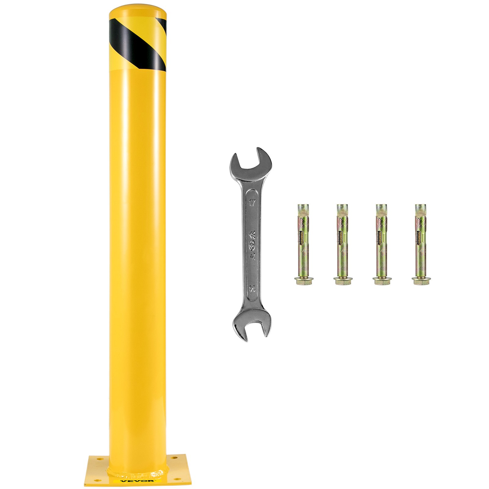 VEVOR Safety Bollard, 48 Inch Height Bollard Post, 5.5 Inch Diameter ...