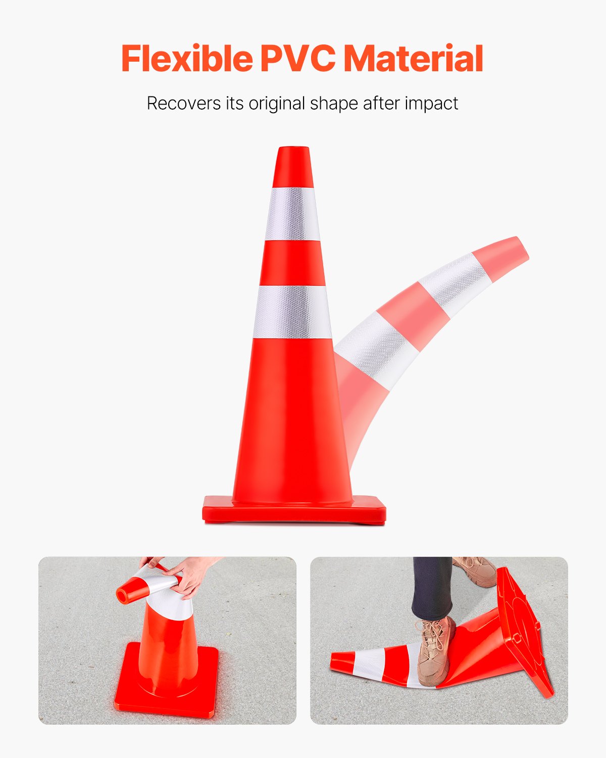 VEVOR 12PCS 28"Orange Safety Traffic Cones Trucks and Road Safe Cone ...