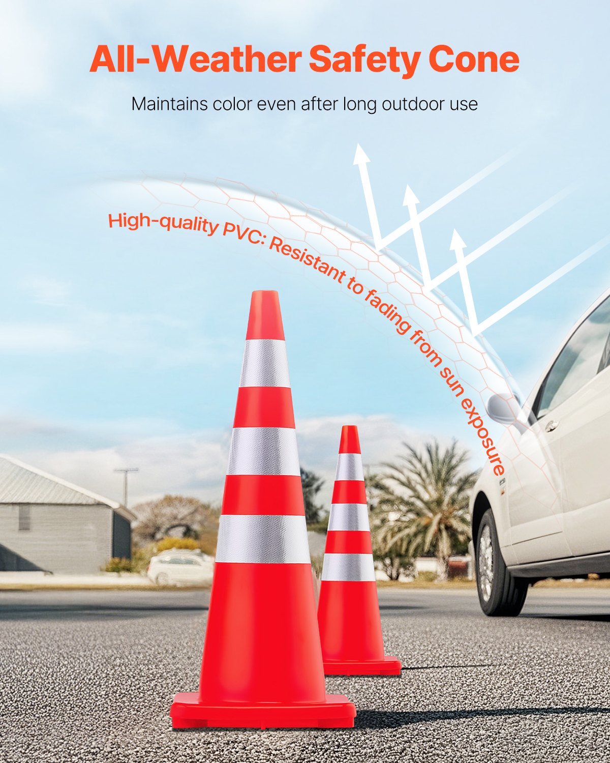 VEVOR 6 Pack Traffic Cone 36" Safety Cones, PVC Traffic Safety Cone ...
