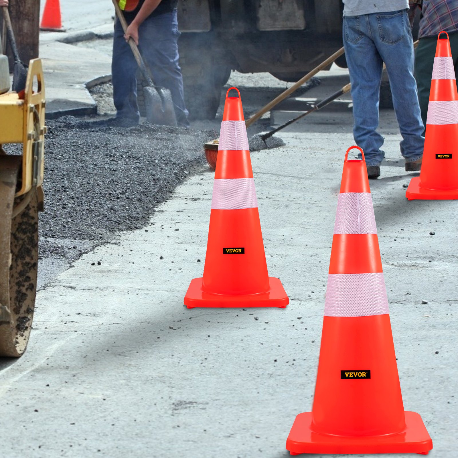 Mini Traffic Cones VEVOR Safety Cones, 8 X 30" Traffic Cones, PVC ...