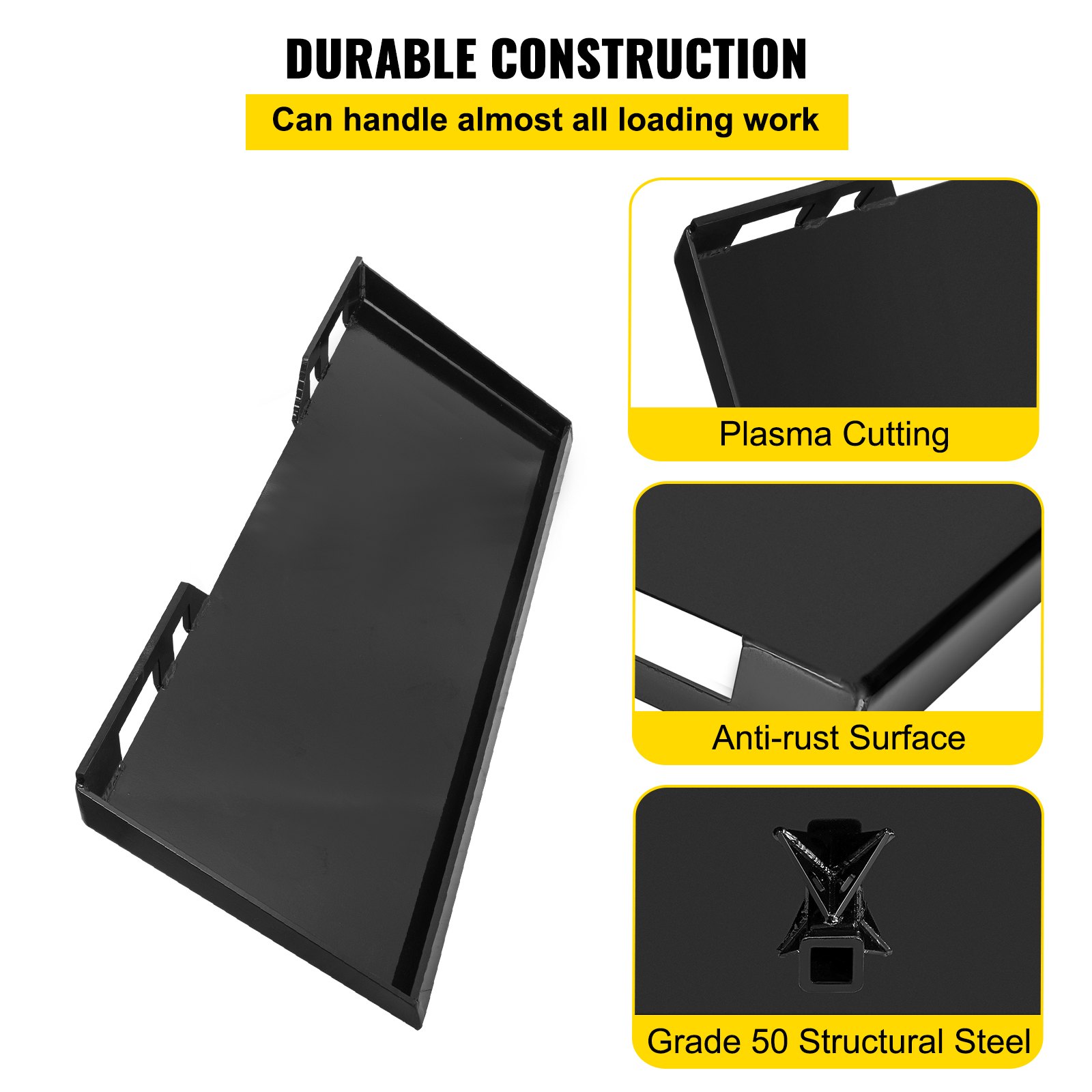 VEVOR 3/8" Top Bar Thick 1/4"Thick Skid Steer Bobcat Plate Quick Tach Attachment Mount Plate ...