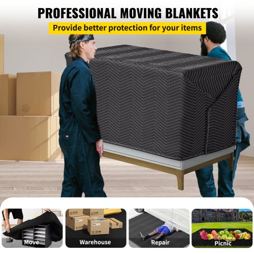 VEVOR Moving Blankets, 80" x 72" (45 lb/dz Weight)-6 Packs ...