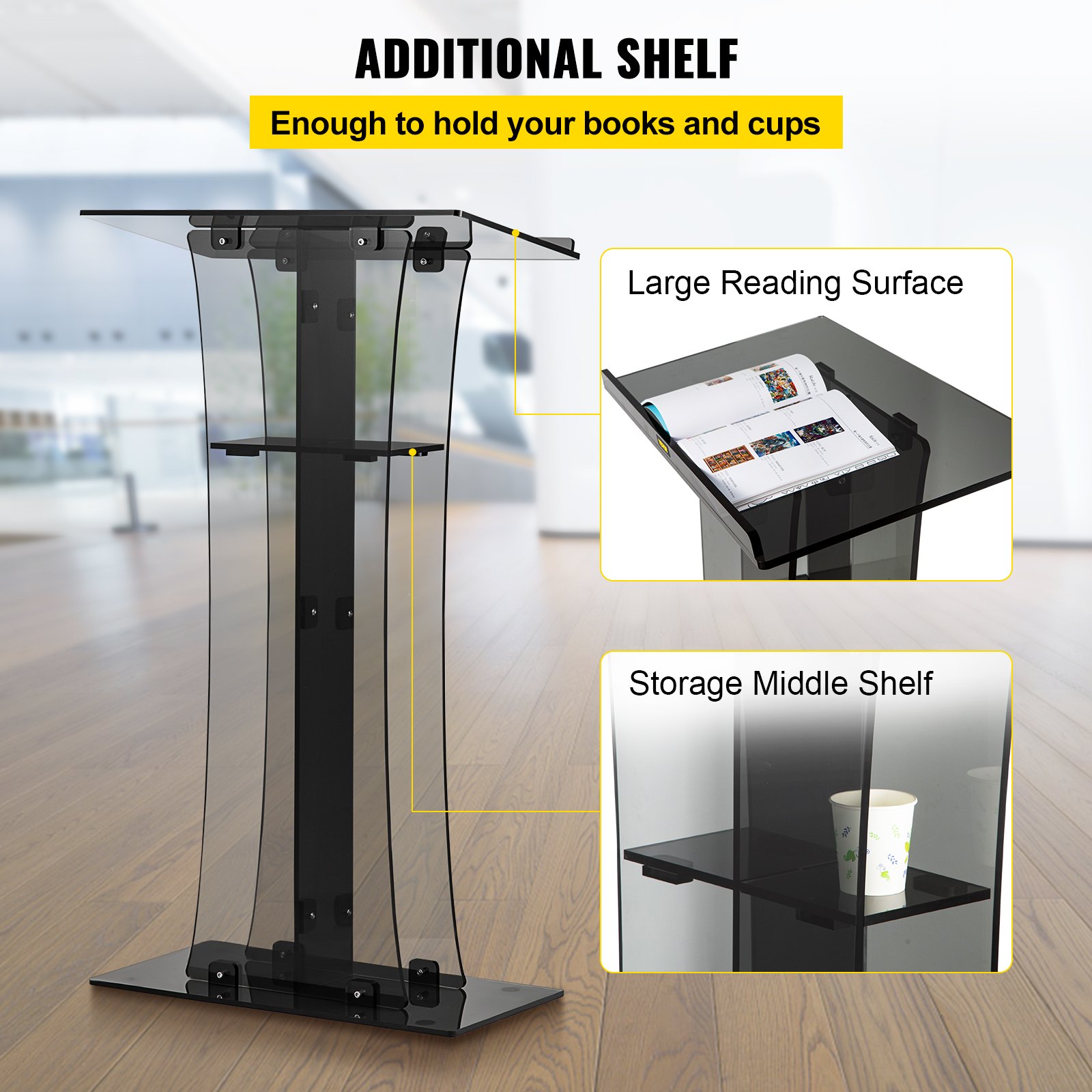 VEVOR Acrylic Lectern Plexiglass Pulpit 47" Acrylic Pulpit for Church ...