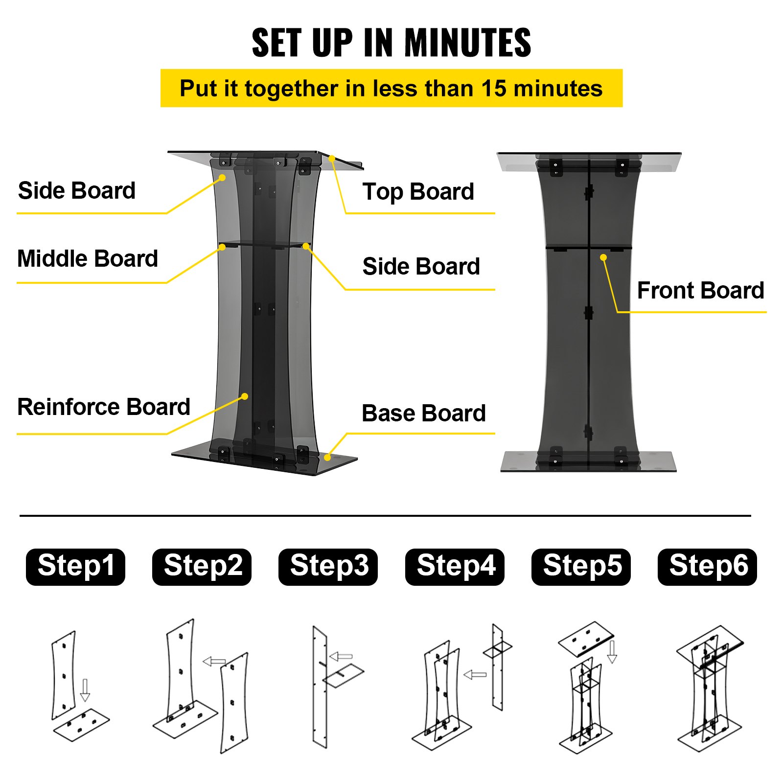 VEVOR Acrylic Lectern Plexiglass Pulpit 47" Acrylic Pulpit for Church ...