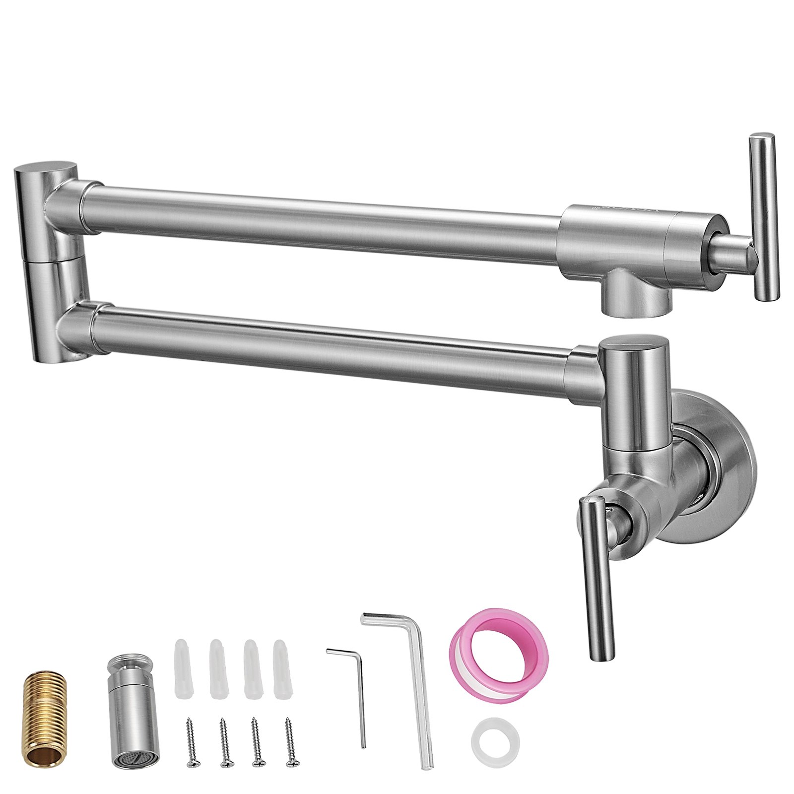 VEVOR Pot Filler Faucet, Solid Brass Commercial Wall Mount Kitchen ...