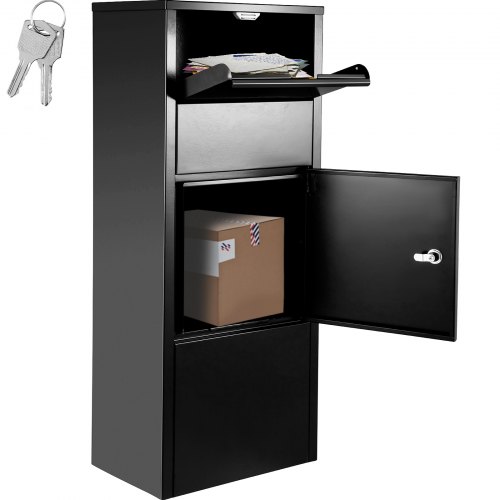 VEVOR Parcel Drop Box Lockable Freestanding Mailbox 10.5x15.4x41.5 in ...