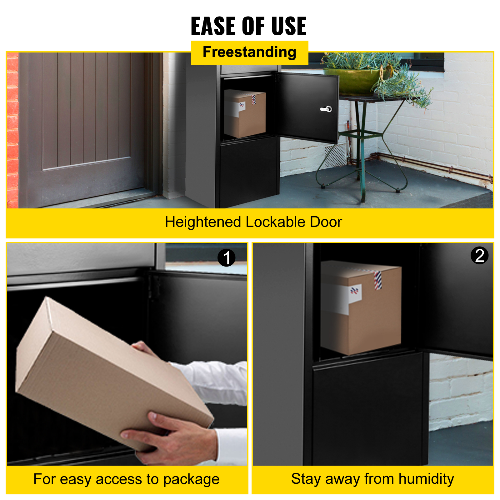 VEVOR Parcel Drop Box Lockable Freestanding Mailbox 10.5x15.4x41.5 in ...