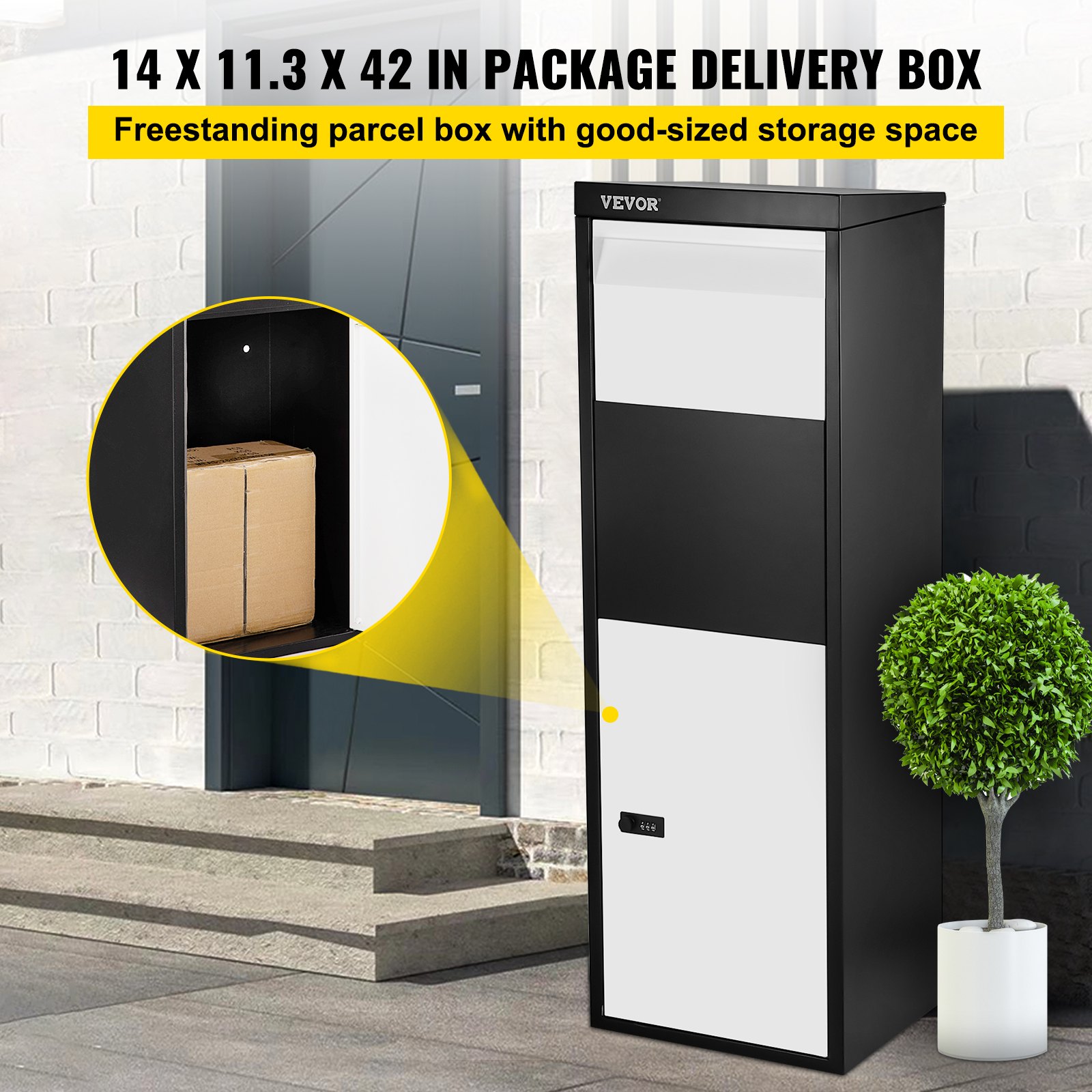 VEVOR Package Delivery Drop Box Parcel Mailbox 14''x11.3''x42'' Porch ...