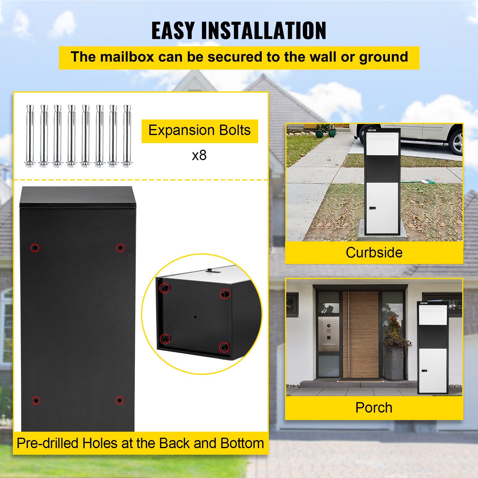 VEVOR Package Delivery Drop Box Parcel Mailbox 14''x11.3''x42'' Porch ...