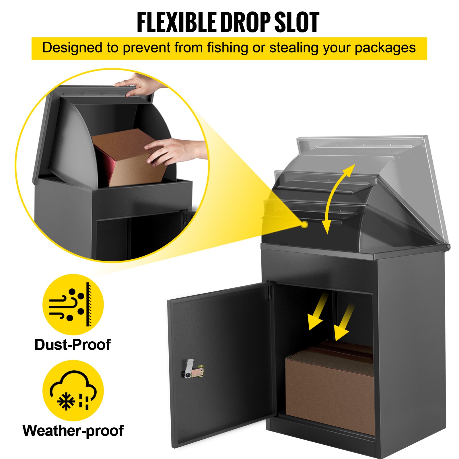 Vevor Parcel Drop Box Package Mailbox Porch Express With Lockable ...