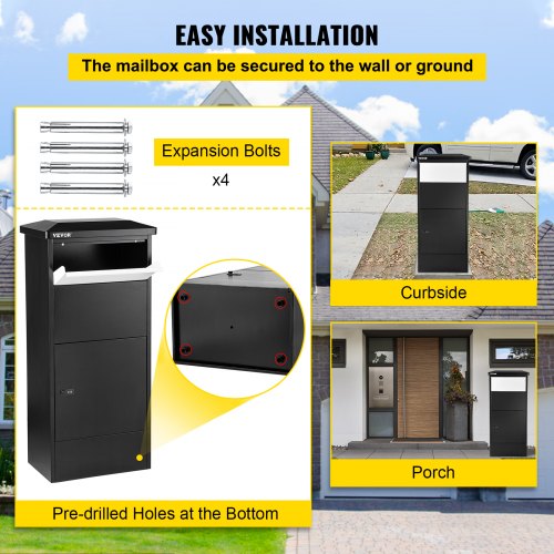VEVOR Package Delivery Drop Box Parcel Mailbox 18.9''x12''x44'' Porch ...