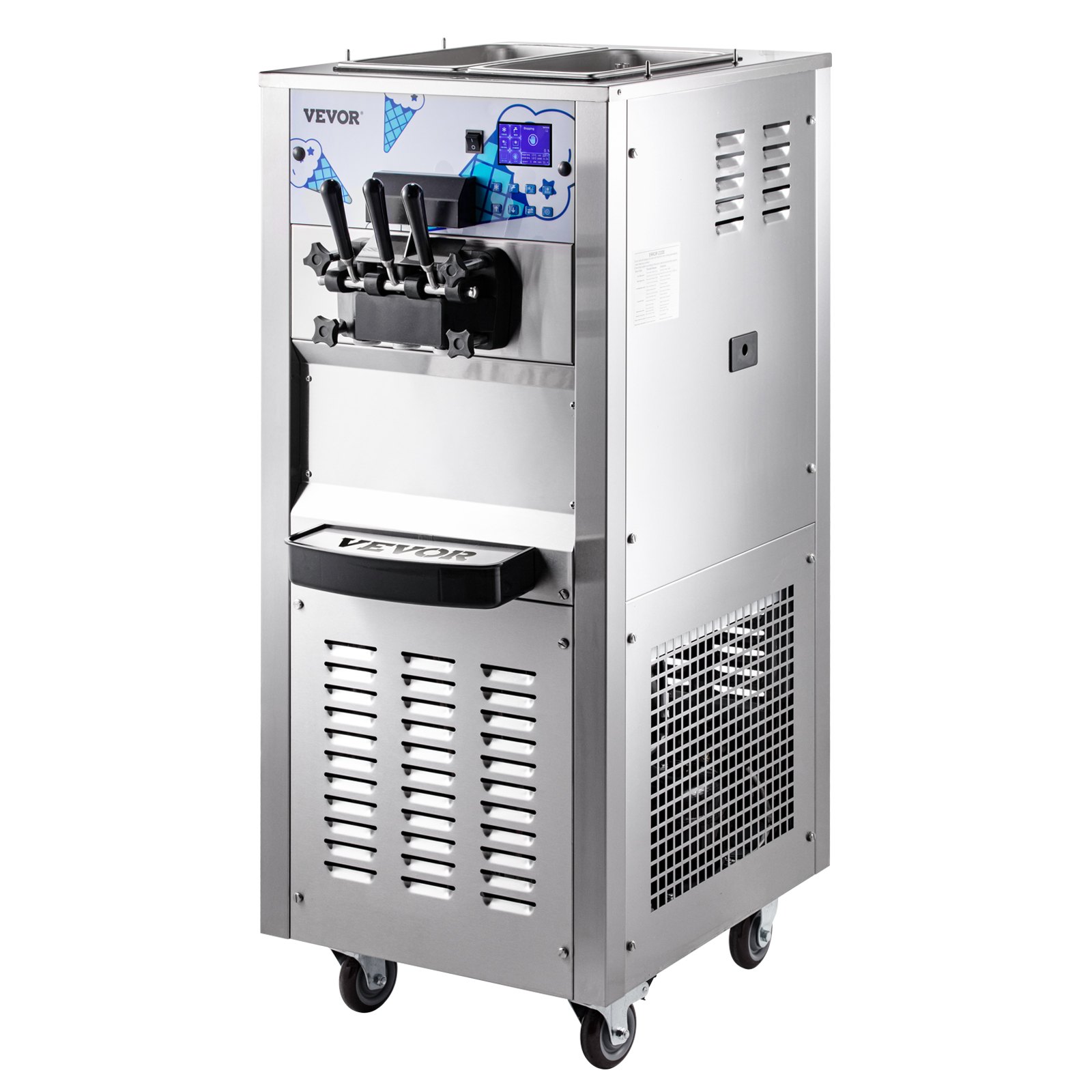 VEVOR Commercial Ice Cream Machine with Two 12L Hoppers Soft Serve ...