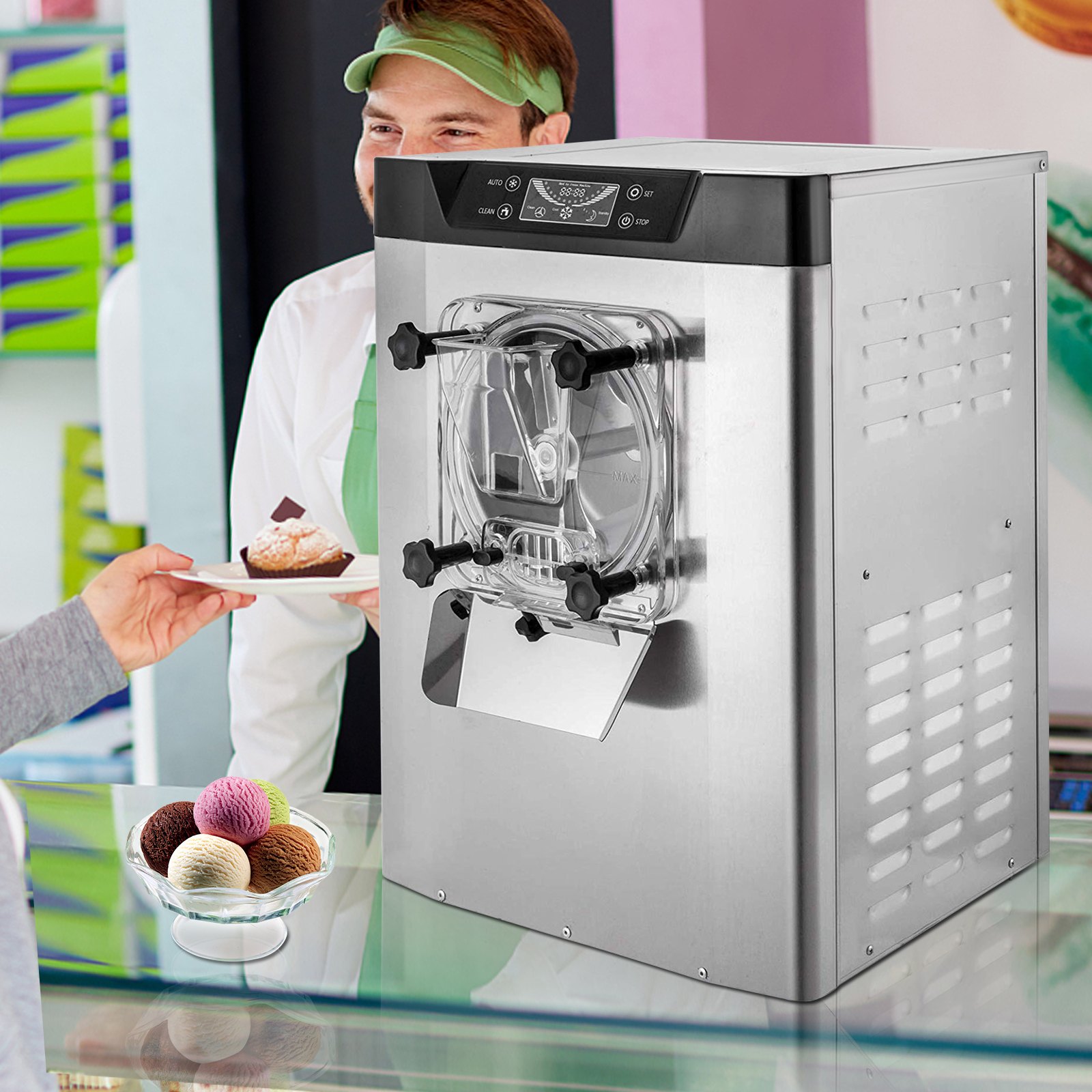 VEVOR Commercial Ice Cream Machine 1400W 20/5.3 Gph Hard Serve Ice ...
