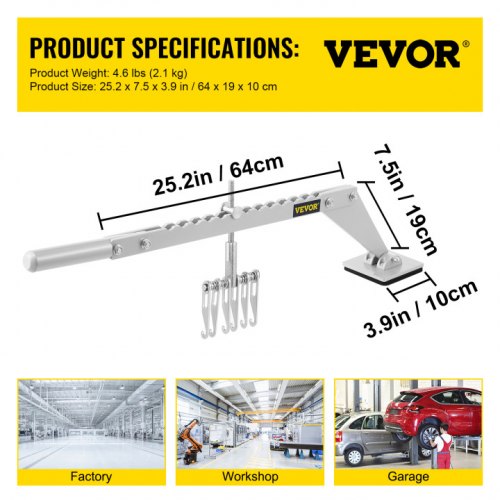 Dent Pull Bar Portable Multi Hook Puller Single Leg Lever 6 Finger Claw ...