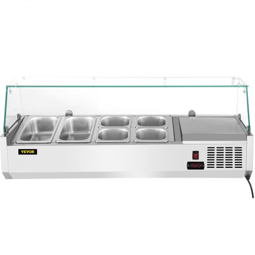VEVOR Refrigerated Condiment Prep Station, 48-Inch, 10.8Qt Sandwich ...