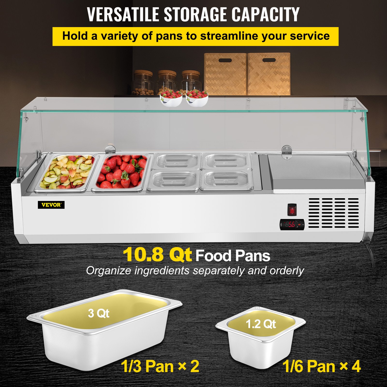 VEVOR Refrigerated Condiment Prep Station, 48-Inch, 10.8Qt Sandwich ...
