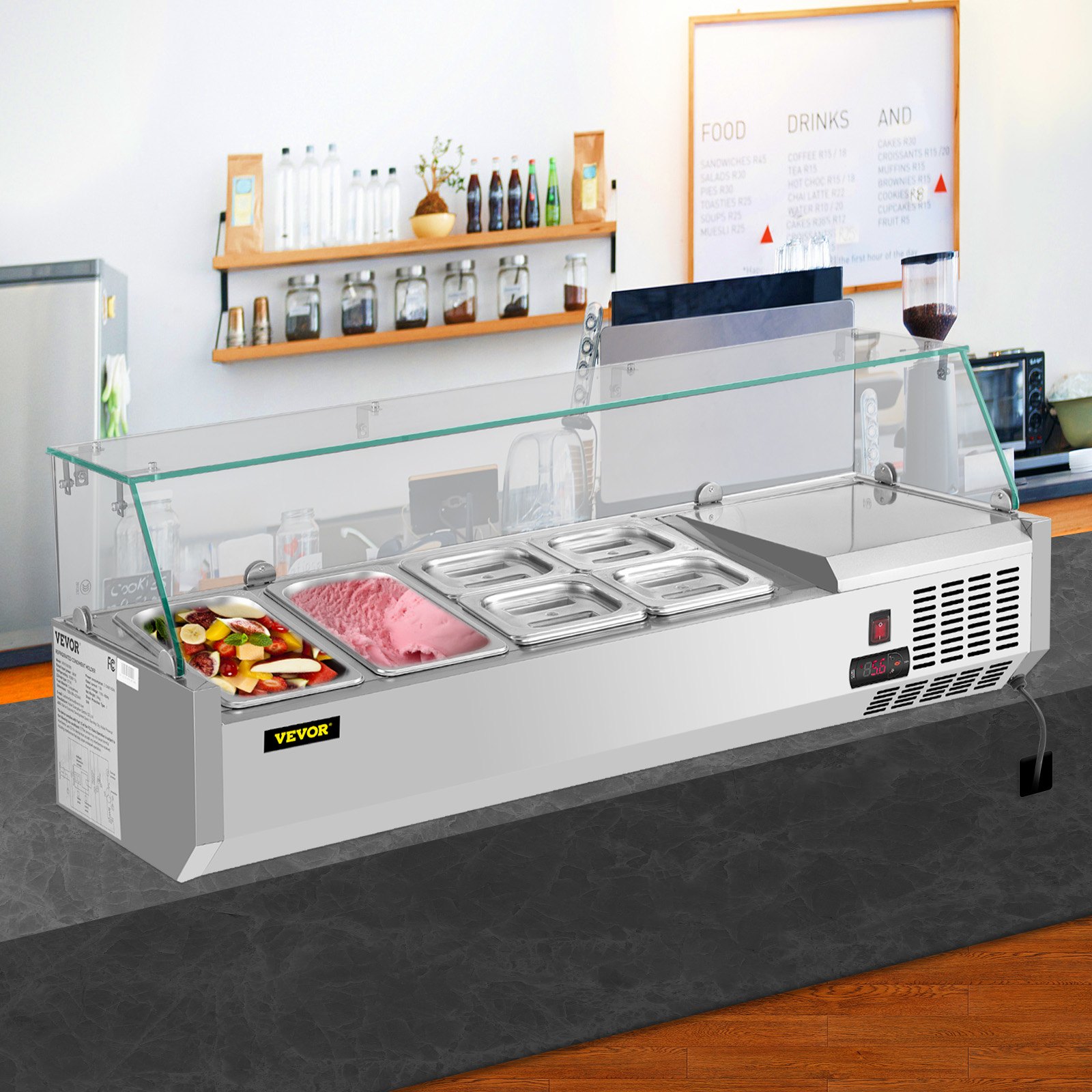 VEVOR Refrigerated Condiment Prep Station, 48-Inch, 10.8Qt Sandwich ...