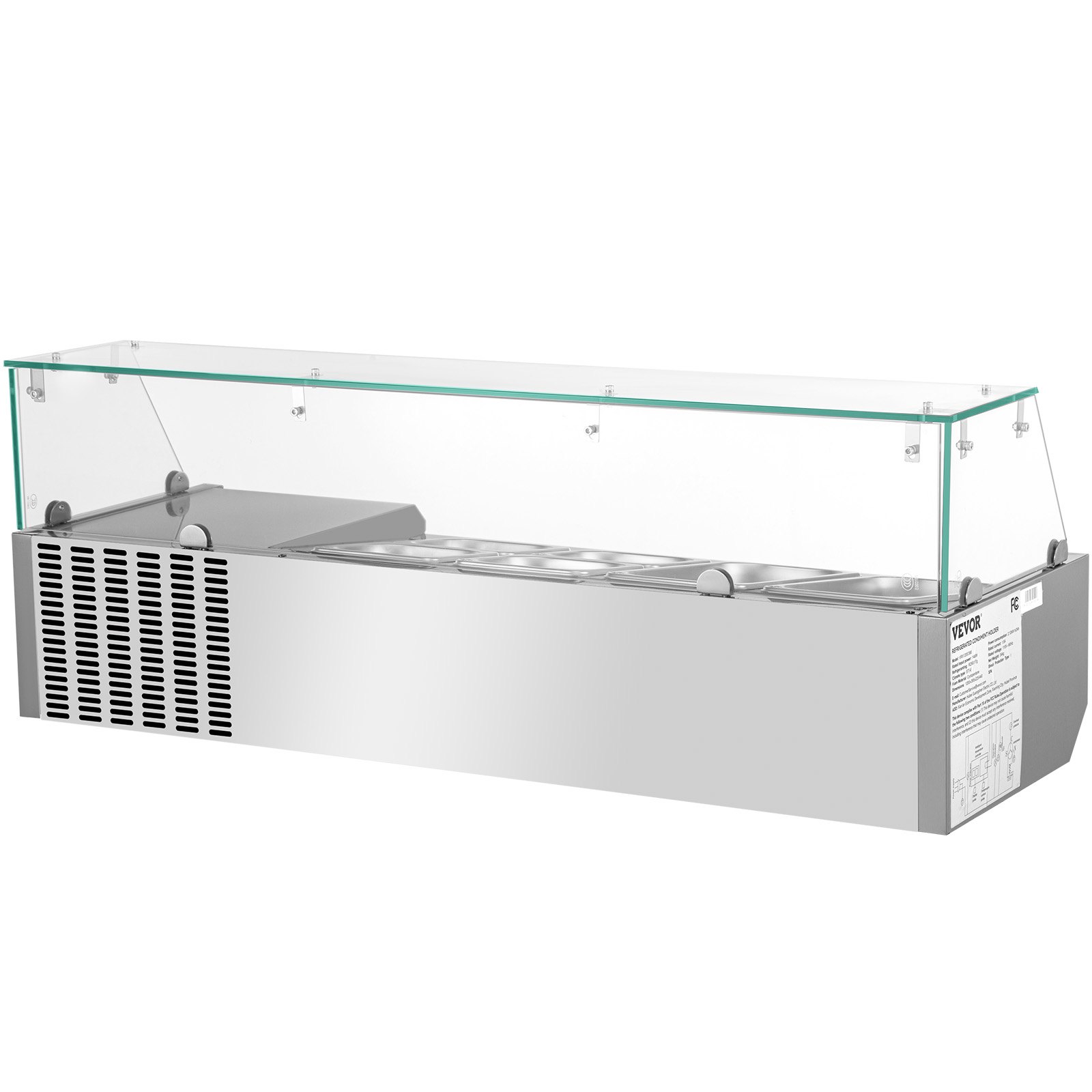 VEVOR Refrigerated Condiment Prep Station, 48-Inch, 10.8Qt Sandwich ...