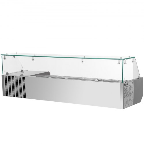 VEVOR Refrigerated Condiment Prep Station, 55-Inch, 13.8Qt Sandwich ...