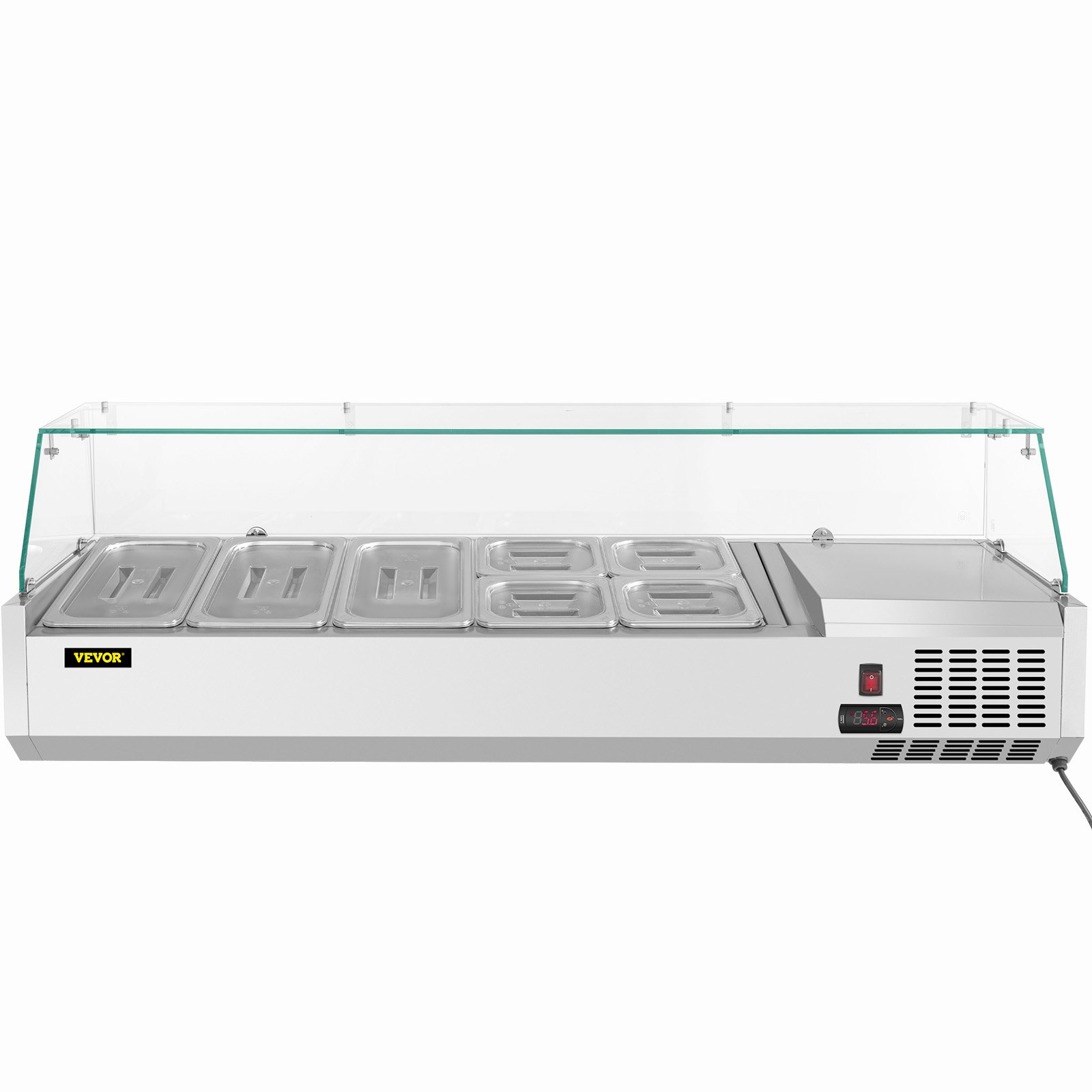 VEVOR Refrigerated Condiment Prep Station, 55-Inch, 13.8Qt Sandwich ...