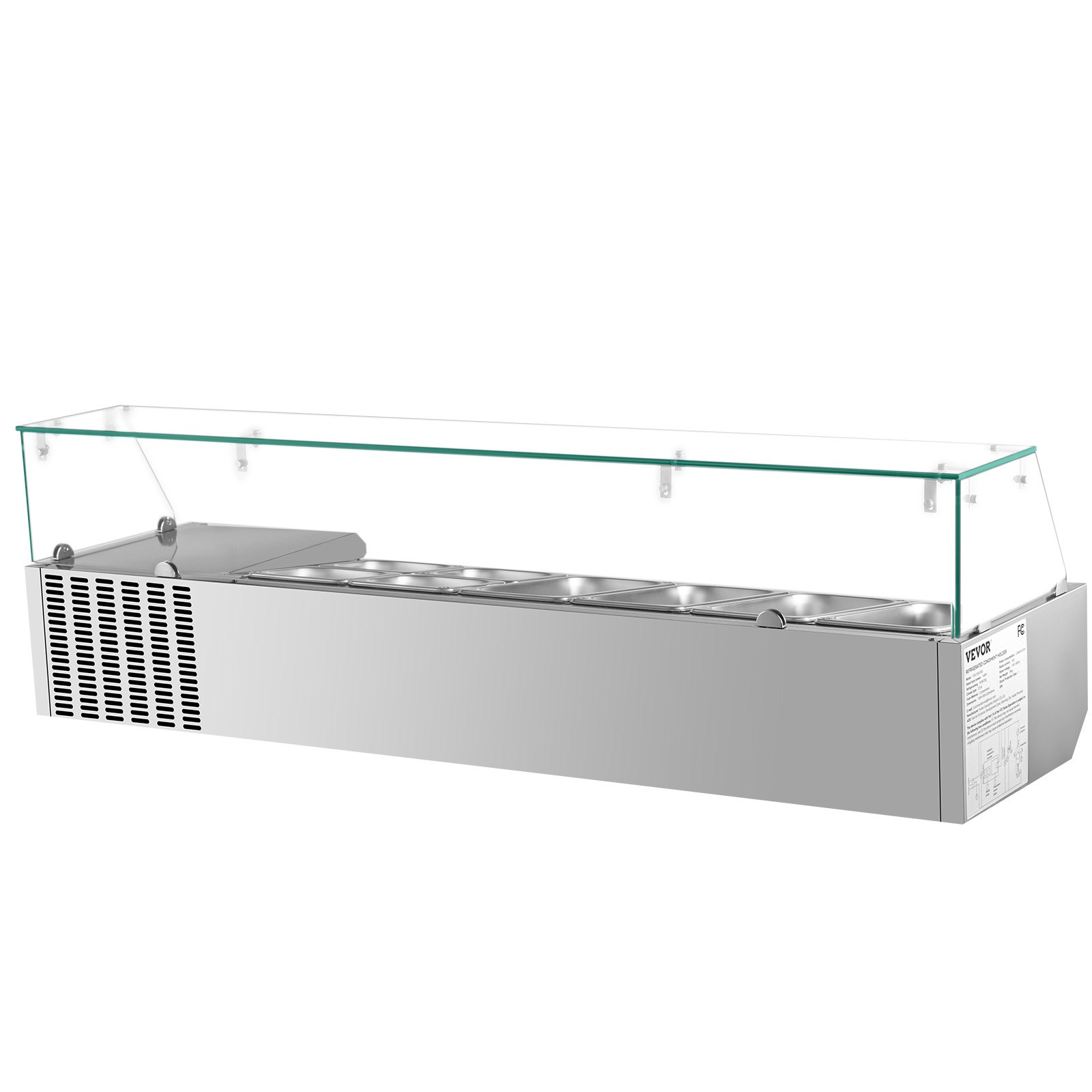 VEVOR Refrigerated Condiment Prep Station, 60-Inch, 16.8Qt Sandwich ...