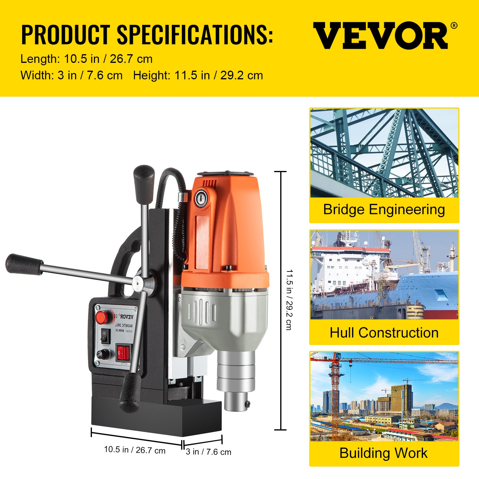VEVOR VEVOR Magnetic Drill 220V-240V Magnetic Drilling Machine 980W ...