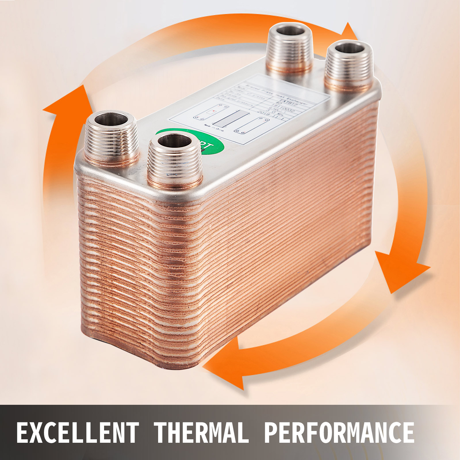VEVOR Heat Exchanger 3"x7.5" 40 Plates Brazed Plate Heat Exchanger 316L ...