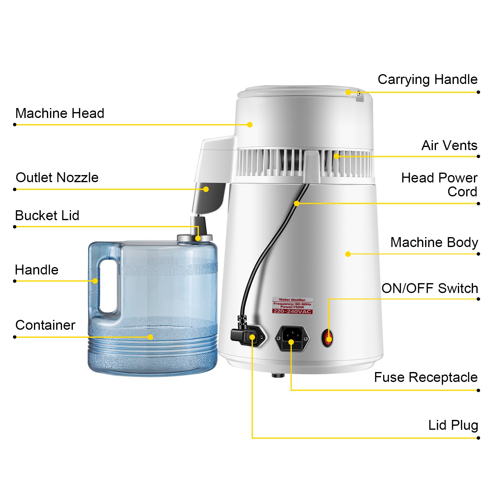 Newest 4L Dental Medical Pure Water Distiller All Stainless Steel ...