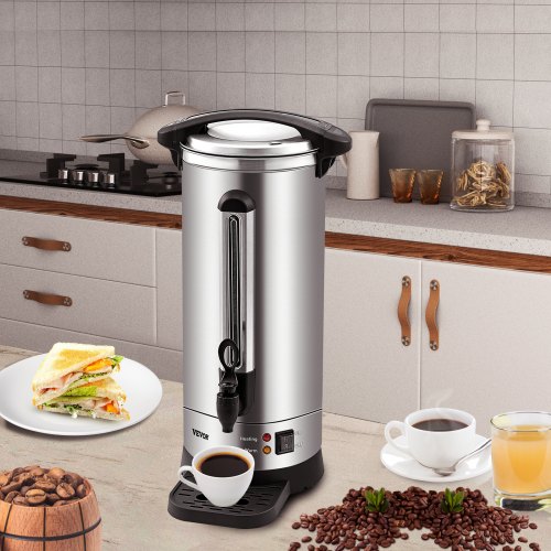 VEVOR Commercial Coffee Urn, 65 Cups Stainless Steel Large Coffee ...