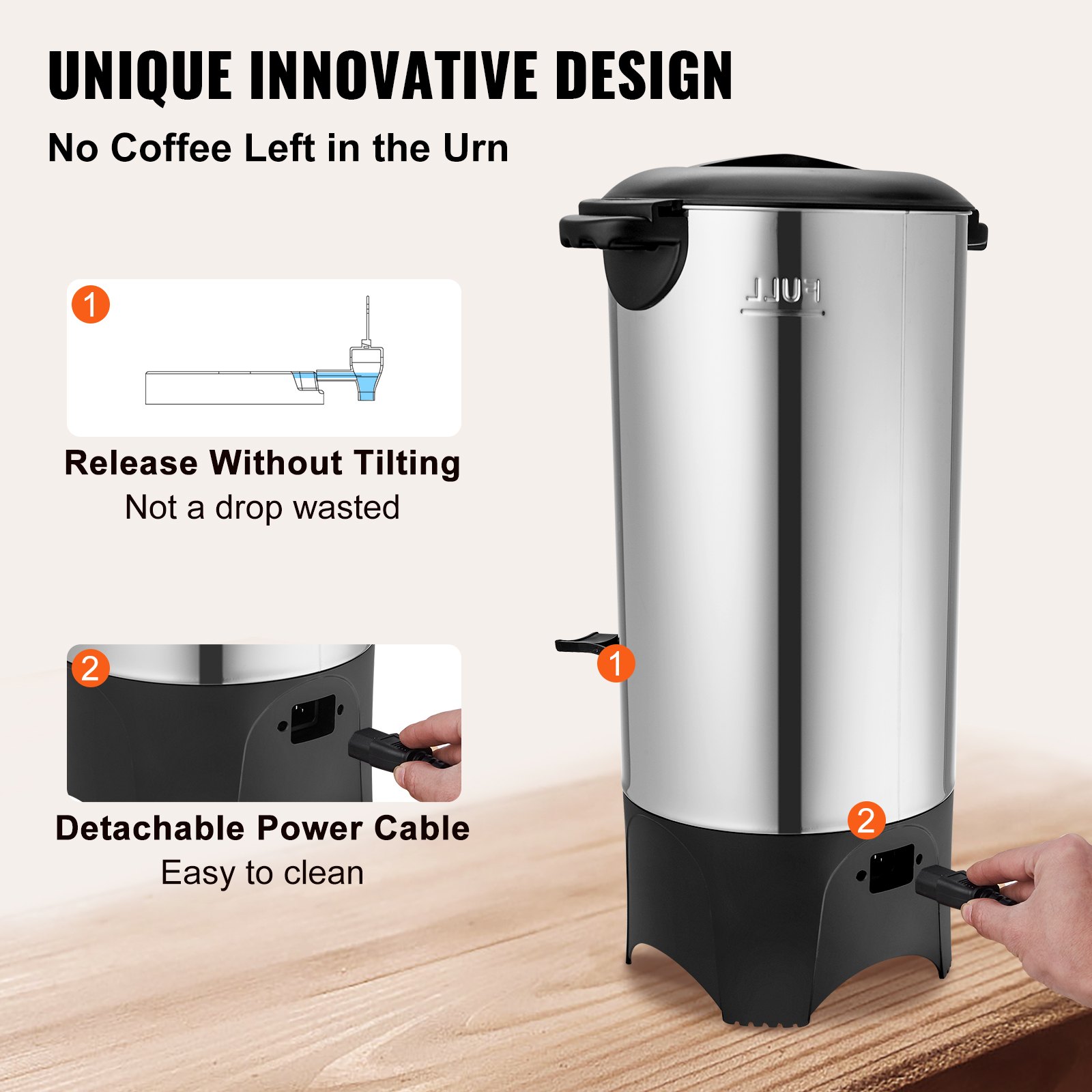 VEVOR Commercial Coffee Urn 50 Cup Stainless Steel Coffee Dispenser ...