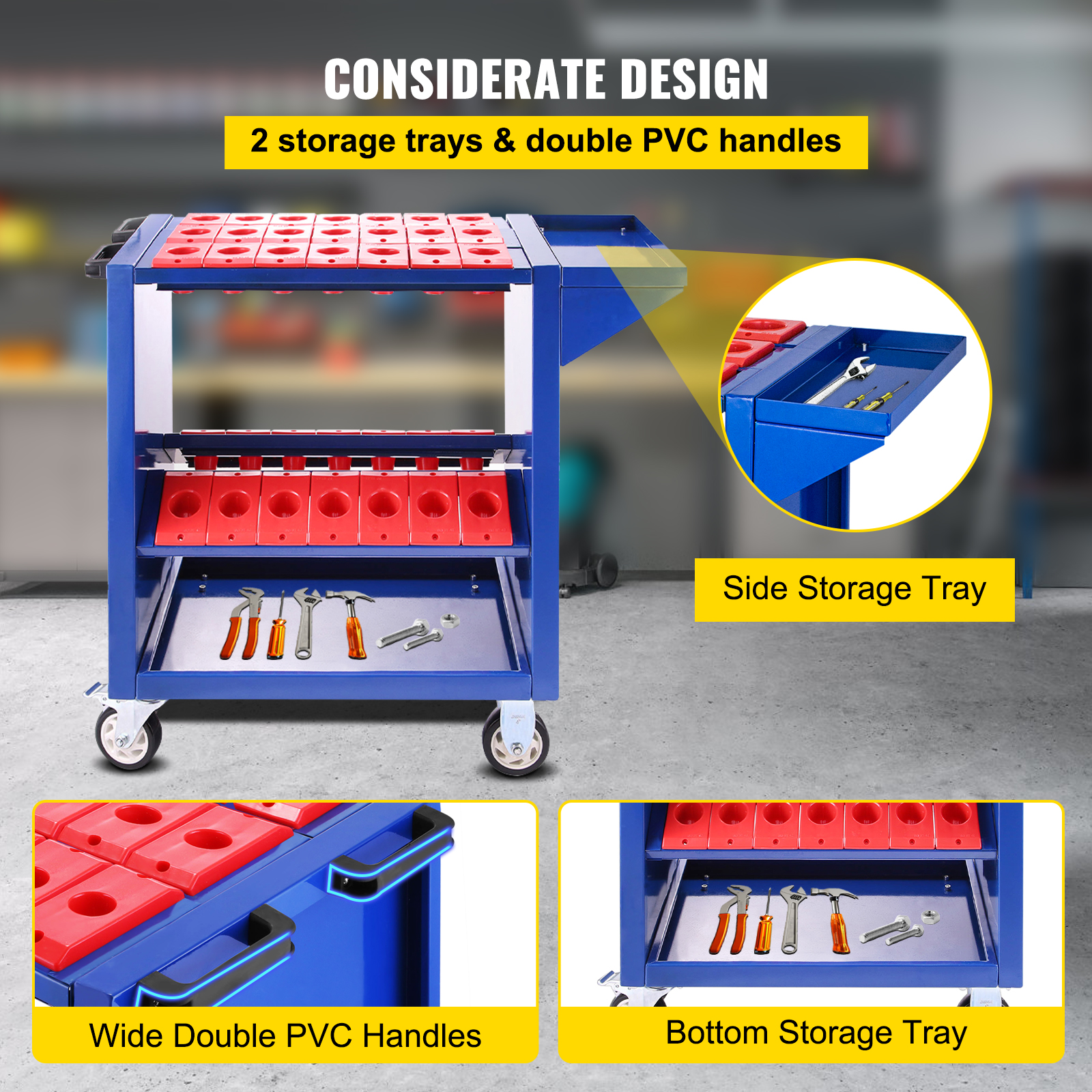 CNC Tools/Tooling Trolley Cart 35 Capacity Blue | VEVOR US
