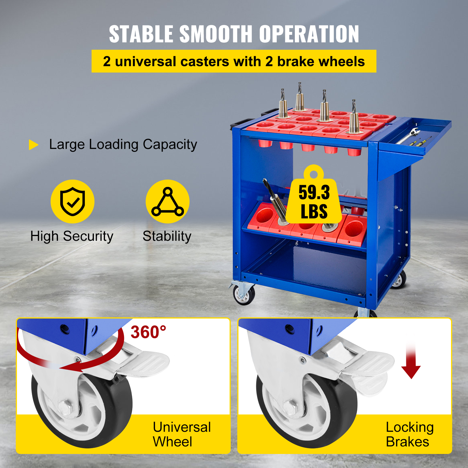 CNC Tools/Tooling Trolley Cart 35 Capacity Blue | VEVOR US